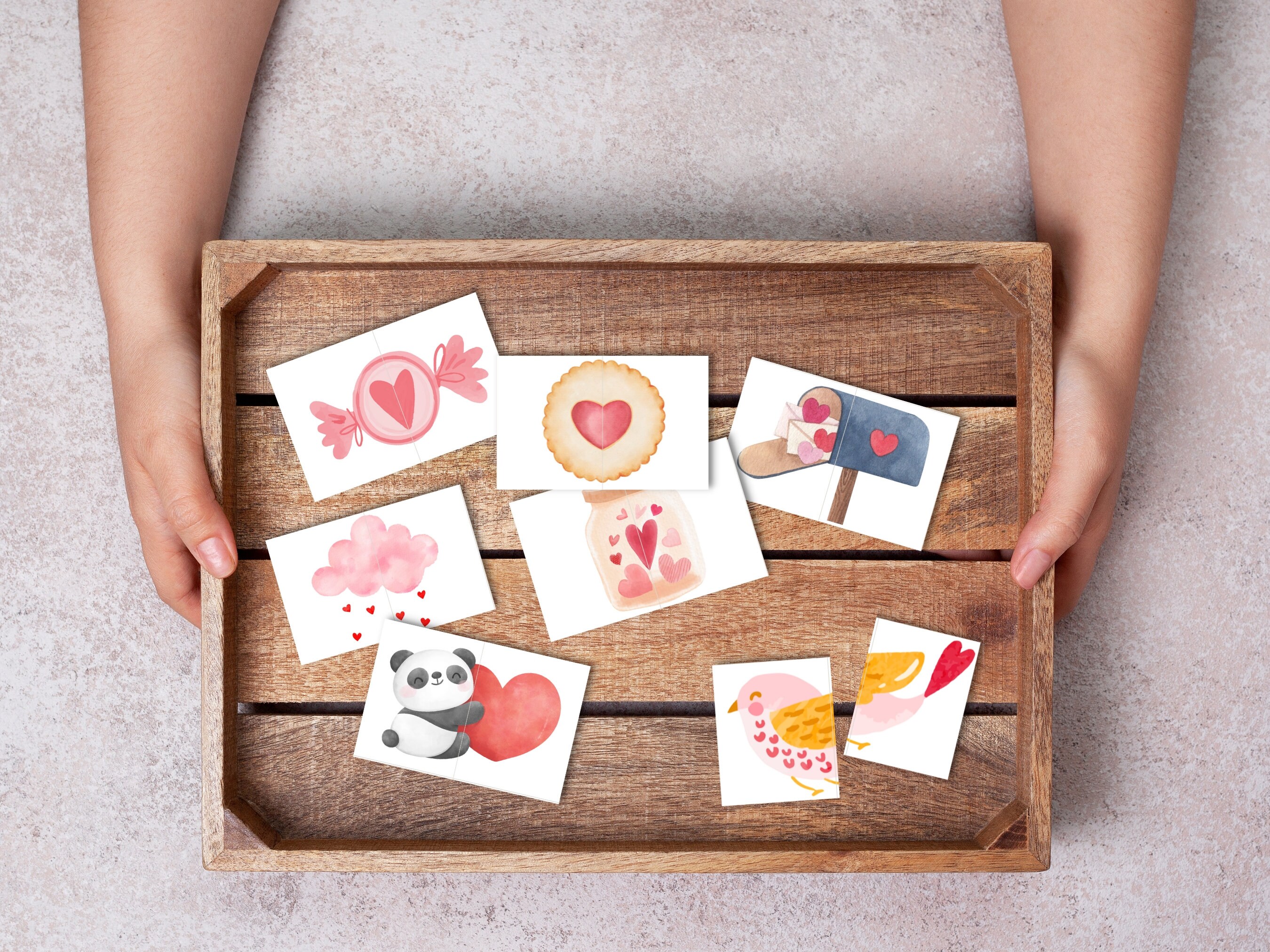 Valentines Matching Game Watercolor Pre-k - Etsy
