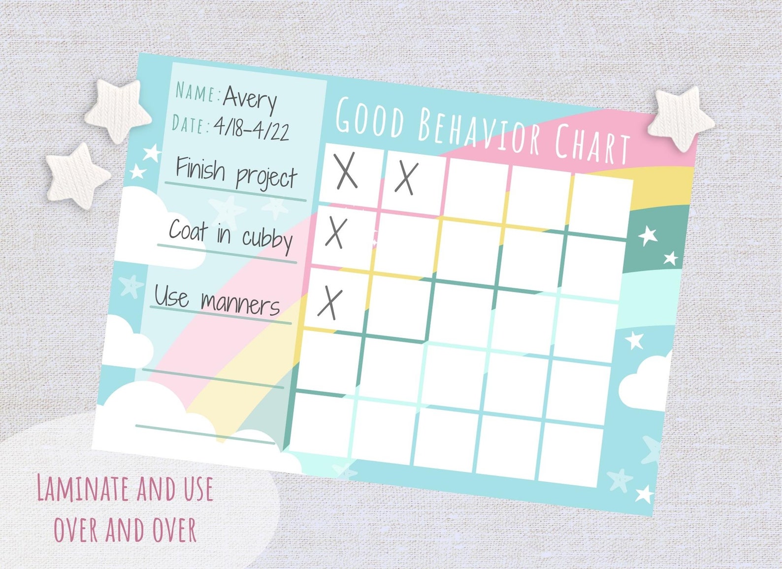 Rainbow Reward Chart | Etsy