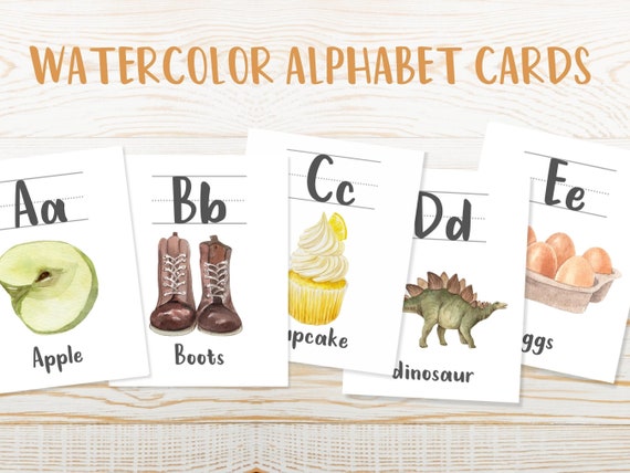Watercolor Alphabet Cards Both Classroom Size and Flashcard - Etsy