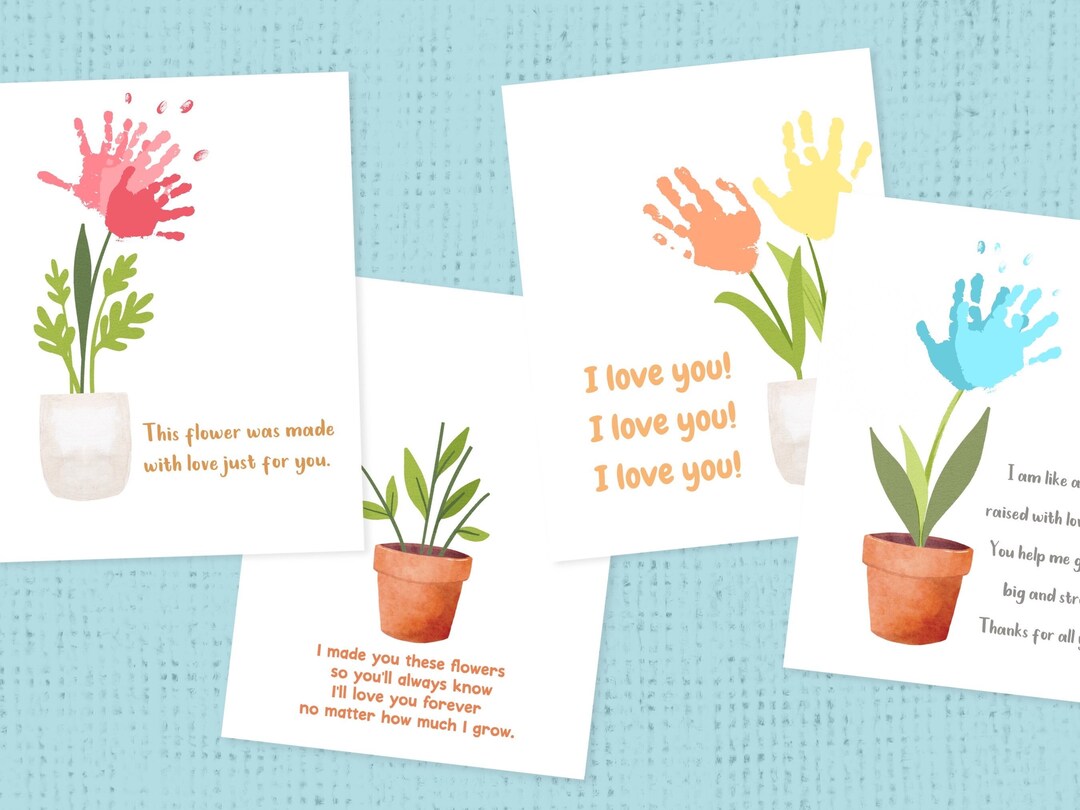 Handprint Flower Gift, Mothers Day, Fathers Day, Grandparent Gift ...