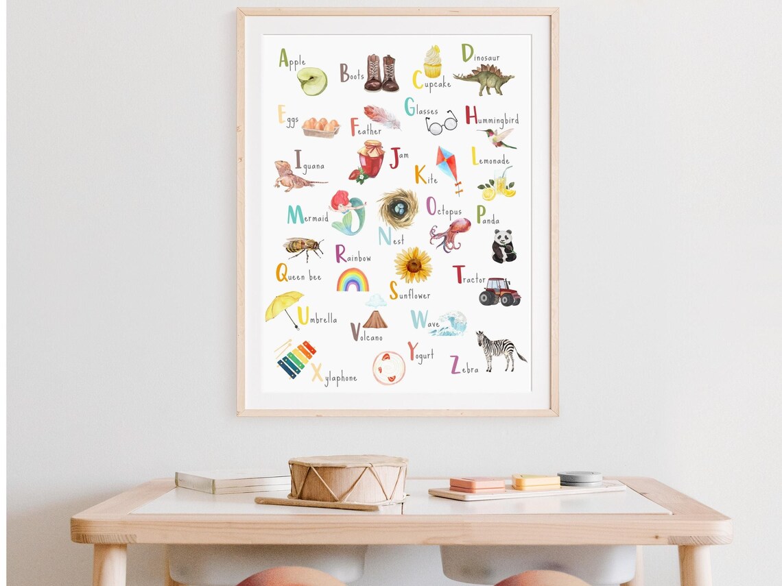 Watercolor Alphabet Poster Multiple Sizes Montessori - Etsy