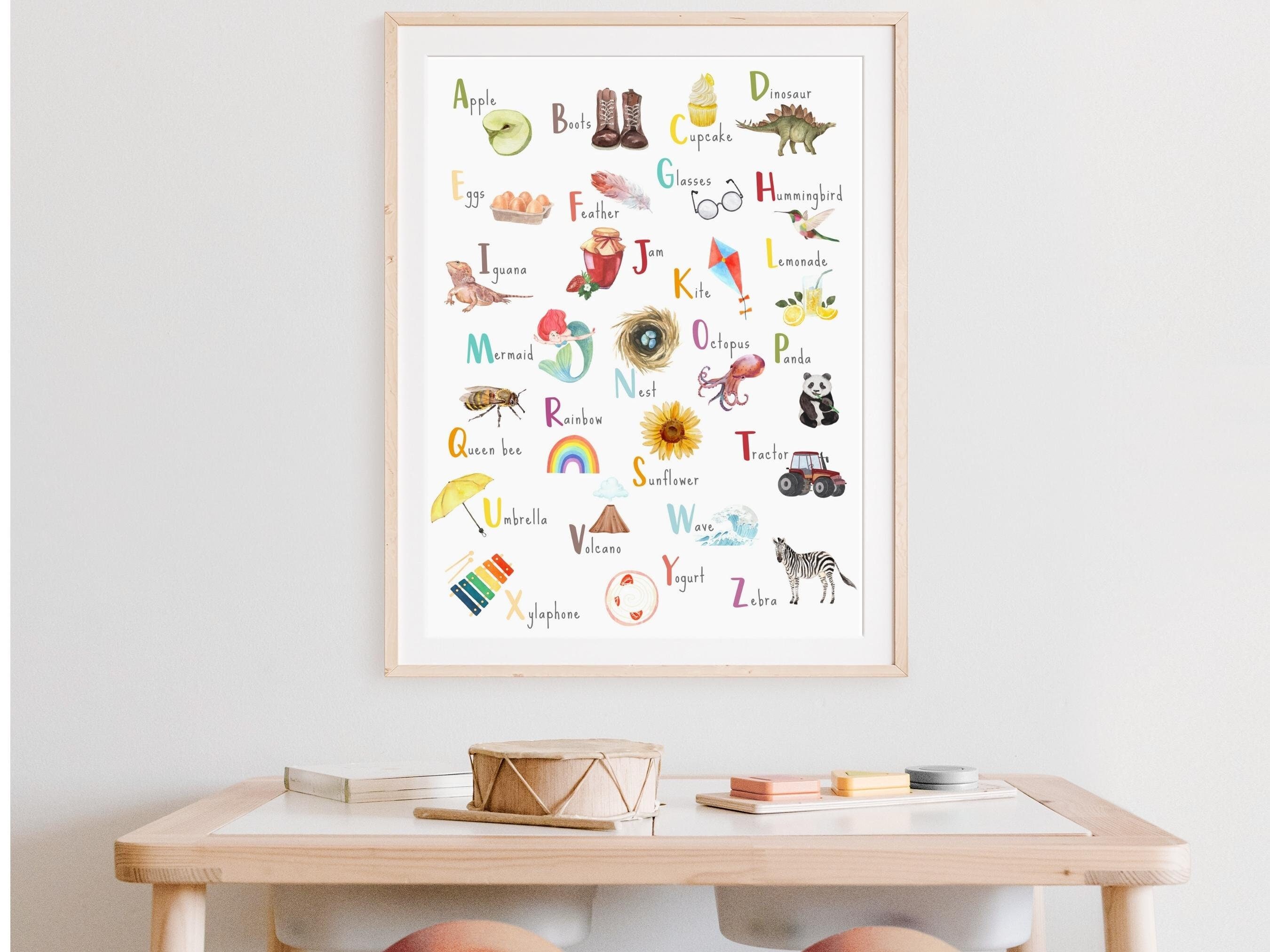 Watercolor Alphabet Poster Multiple Sizes Montessori - Etsy