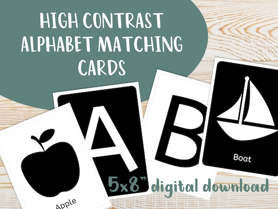 Black and White Sensory Cards Alphabet Matching High - Etsy