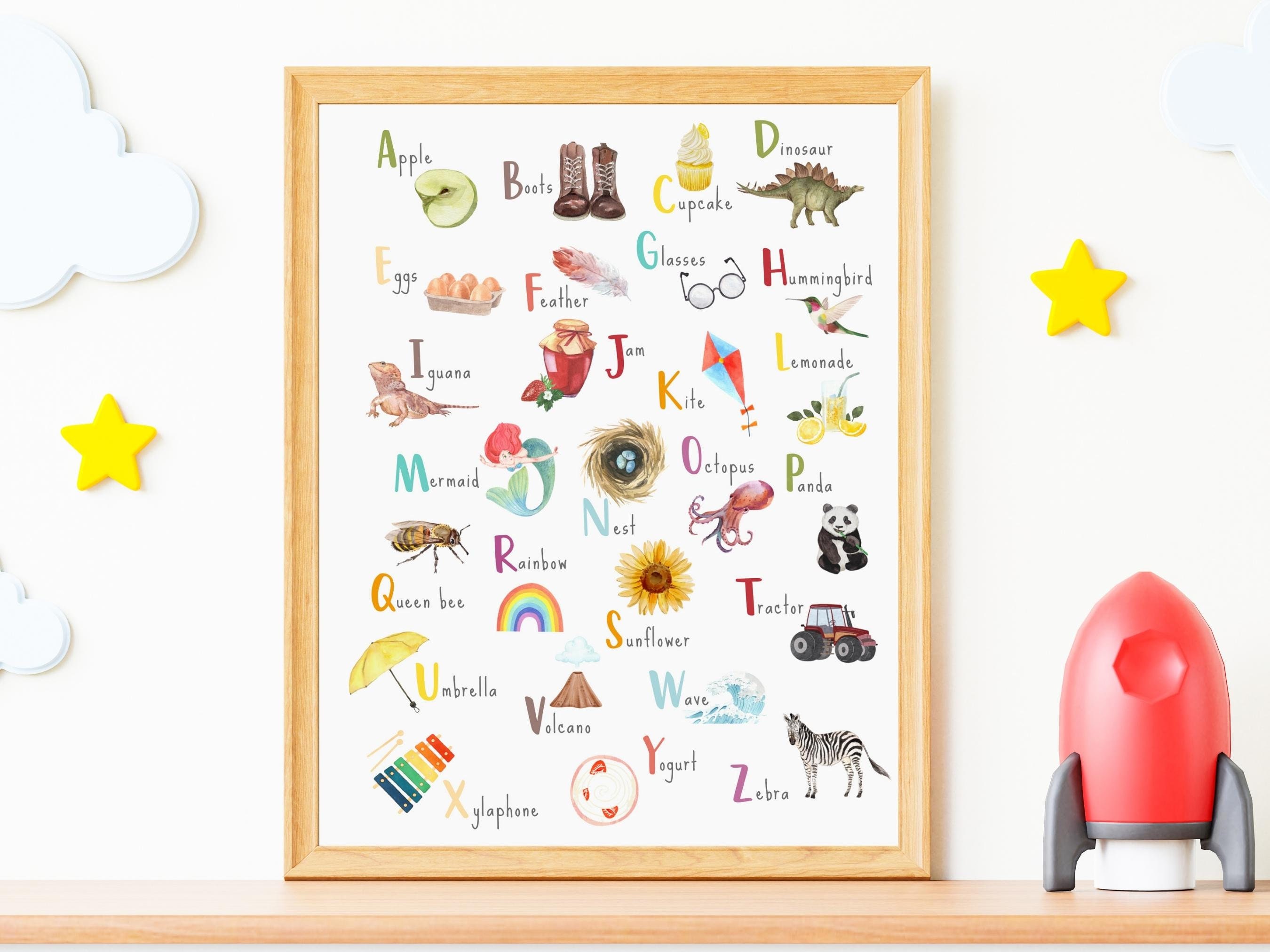 Watercolor Alphabet Poster Multiple Sizes Montessori - Etsy