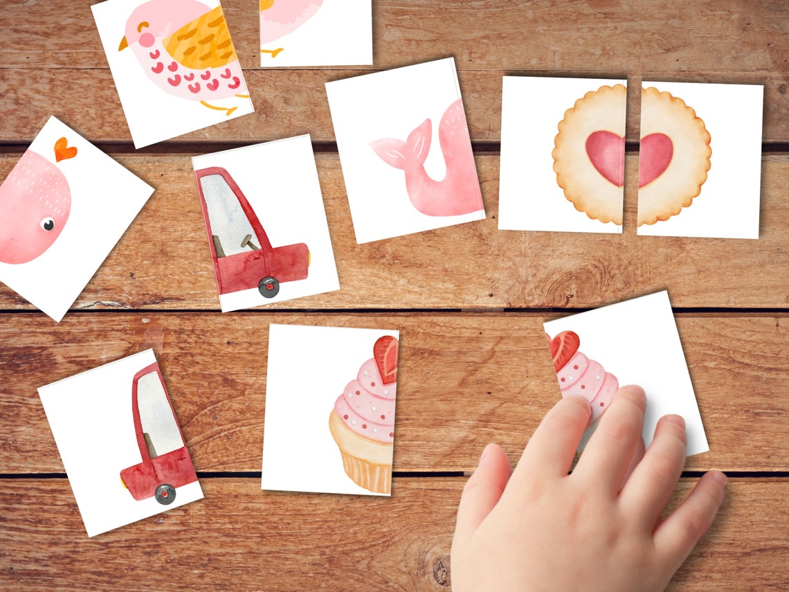 Valentines Matching Game Watercolor Pre-k - Etsy