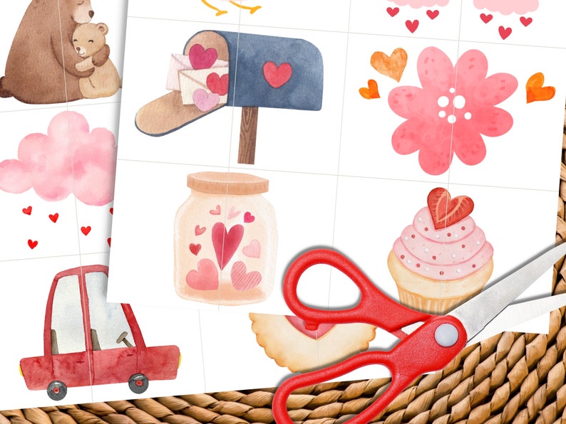 Valentines Matching Game Watercolor Pre-k - Etsy