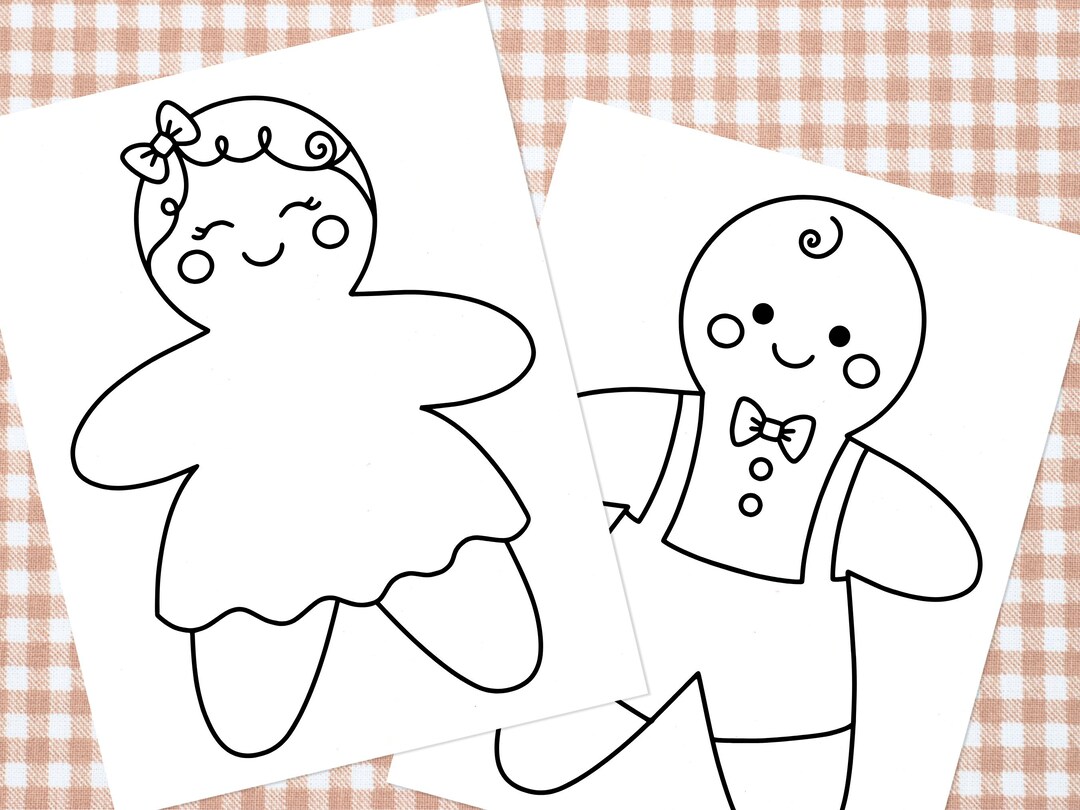 Gingerbread Boy and Girl Coloring Pages, Instant Download PDF - Etsy