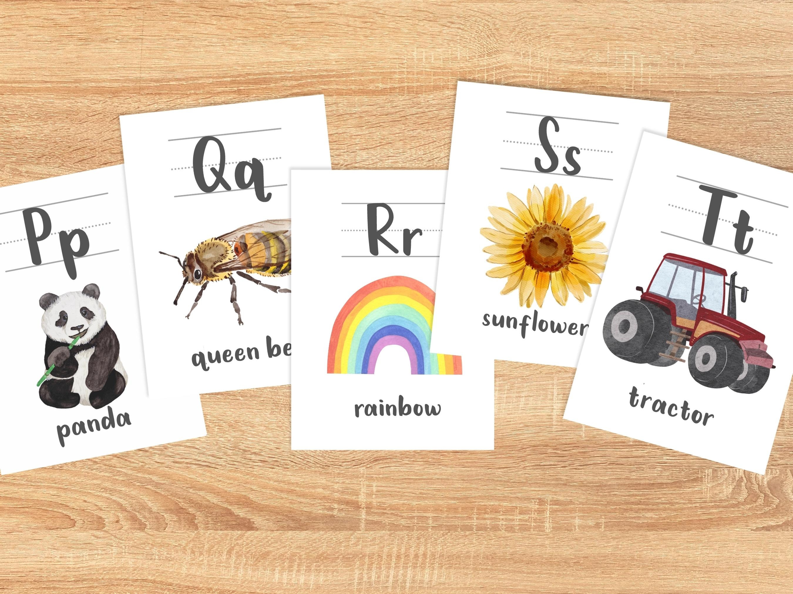 Watercolor Alphabet Cards Both Classroom Size and Flashcard - Etsy