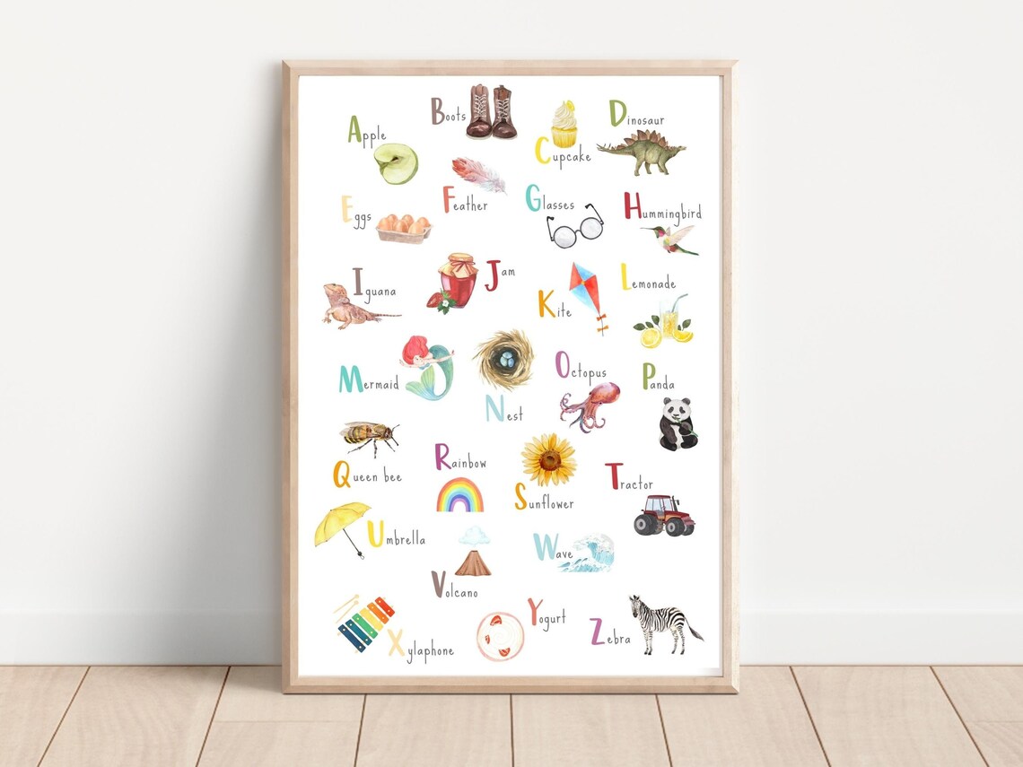 Watercolor Alphabet Poster Multiple Sizes Montessori - Etsy