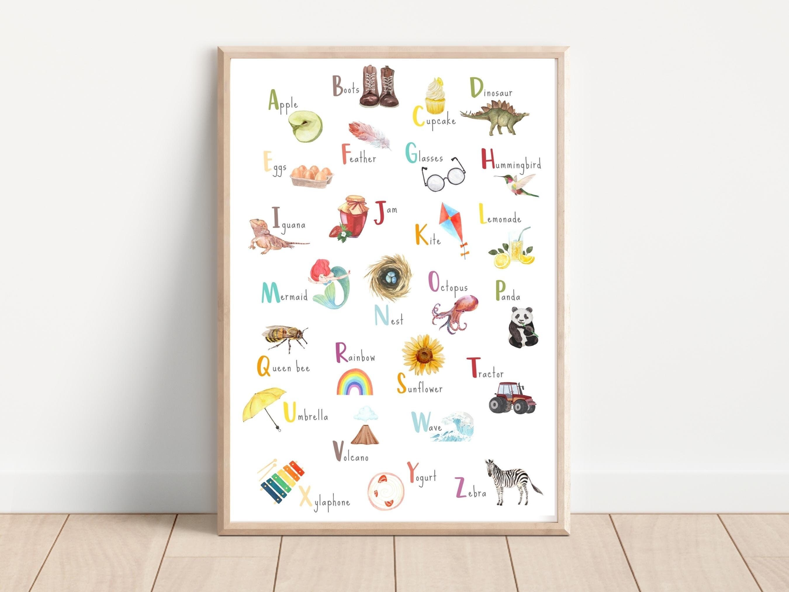 Watercolor Alphabet Poster Multiple Sizes Montessori - Etsy