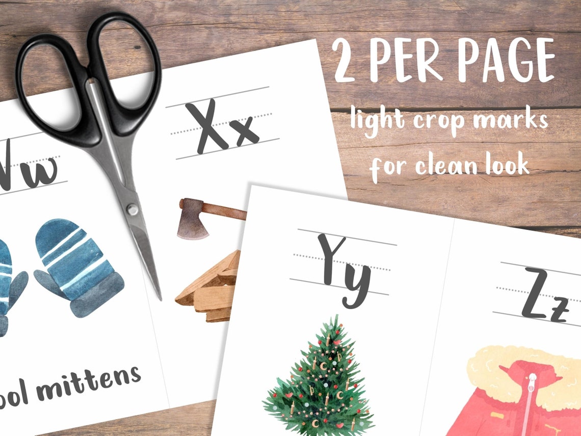 Watercolor Alphabet Cards WINTER THEMED Flash Cards - Etsy