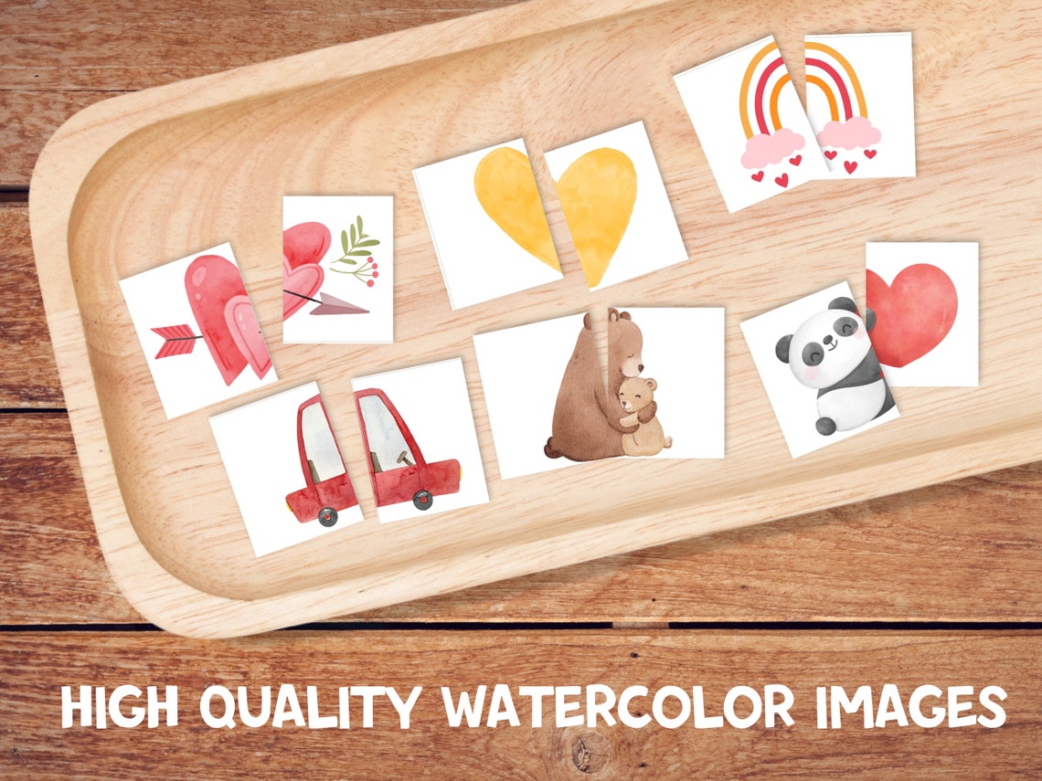Valentines Matching Game Watercolor Pre-k - Etsy