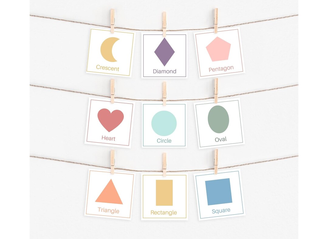 Shape Flash Cards, Soft Colors - Etsy