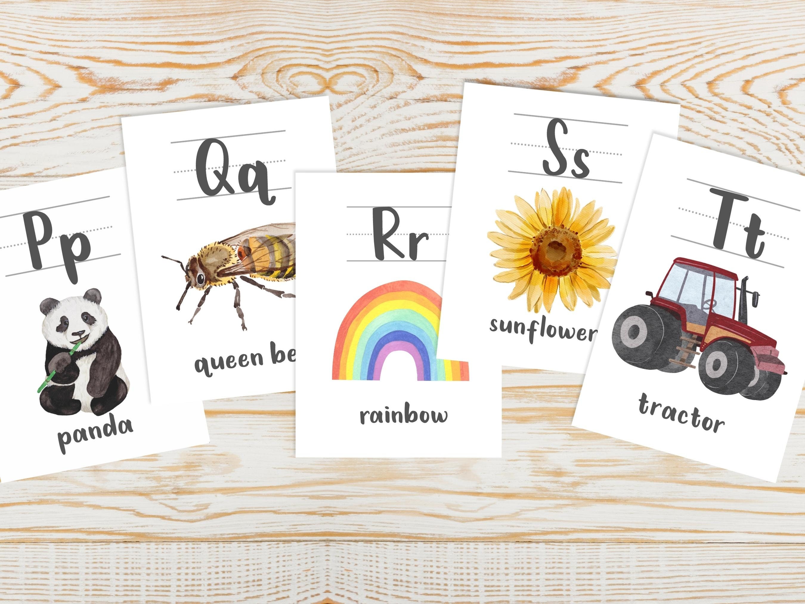 Watercolor Alphabet Cards Both Classroom Size and Flashcard - Etsy