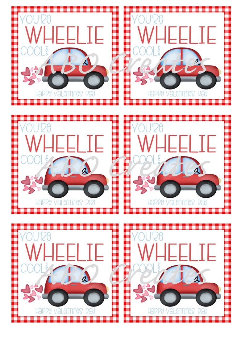 WHEELIE Cool Valentine Tags Car Valentine Cards Digital - Etsy