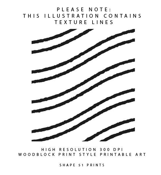 Geometric Ocean Waves Illustration Printable Mid Century - Etsy