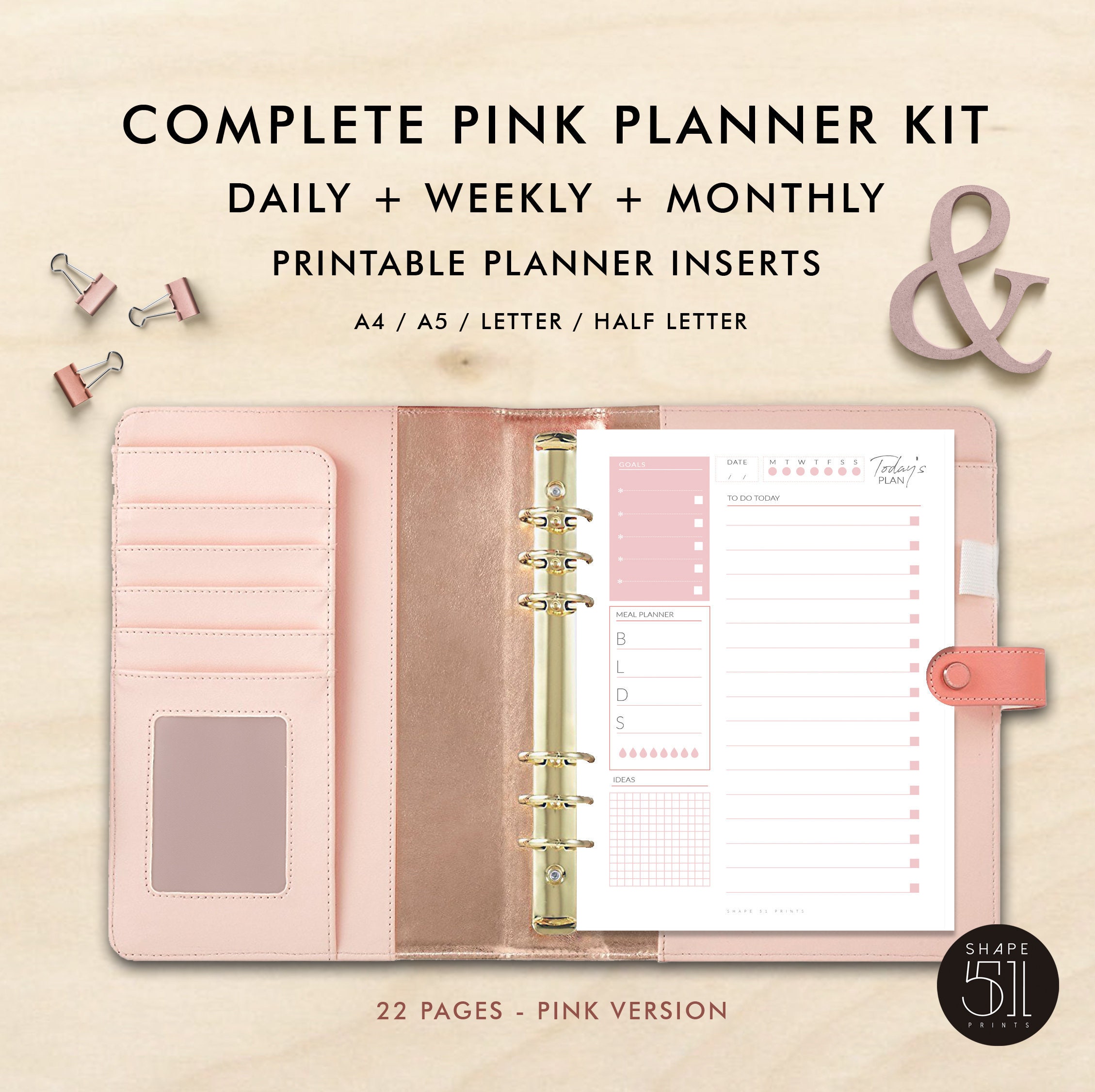 Paper & Party Supplies Paper planner inserts Complete printable planner ...