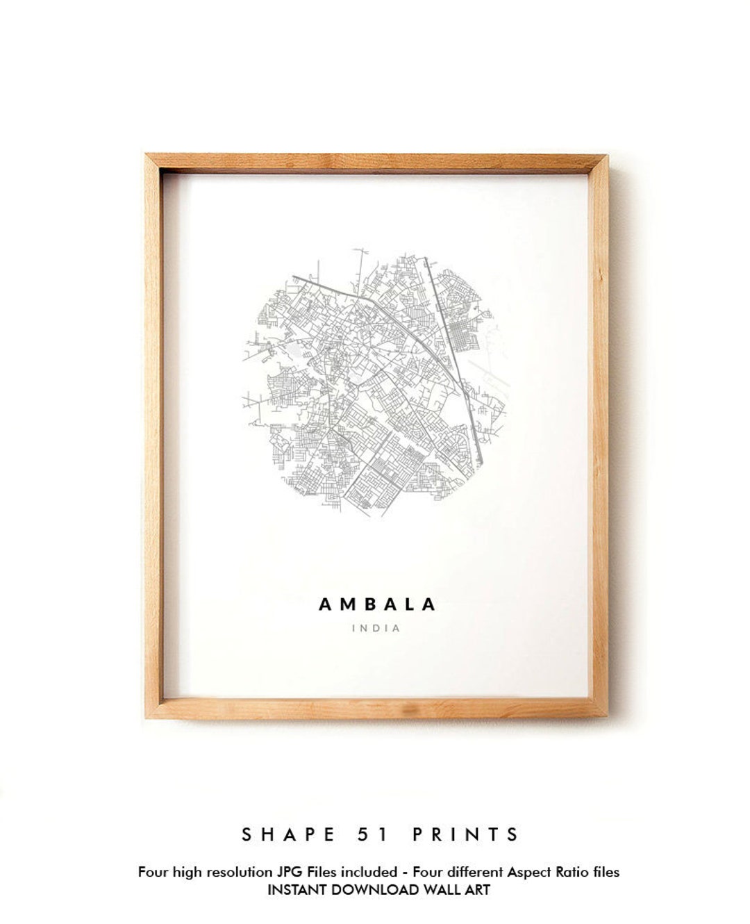 Ambala city map India map Printable Map Map wall art Black - Etsy Portugal
