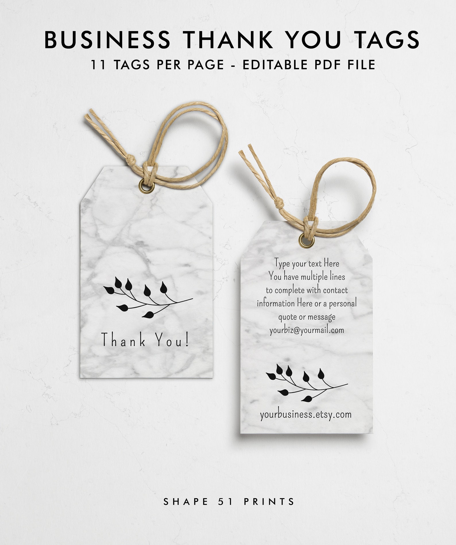 Business Thank You Printable Tags Etsy Shop Etsy Seller - Etsy