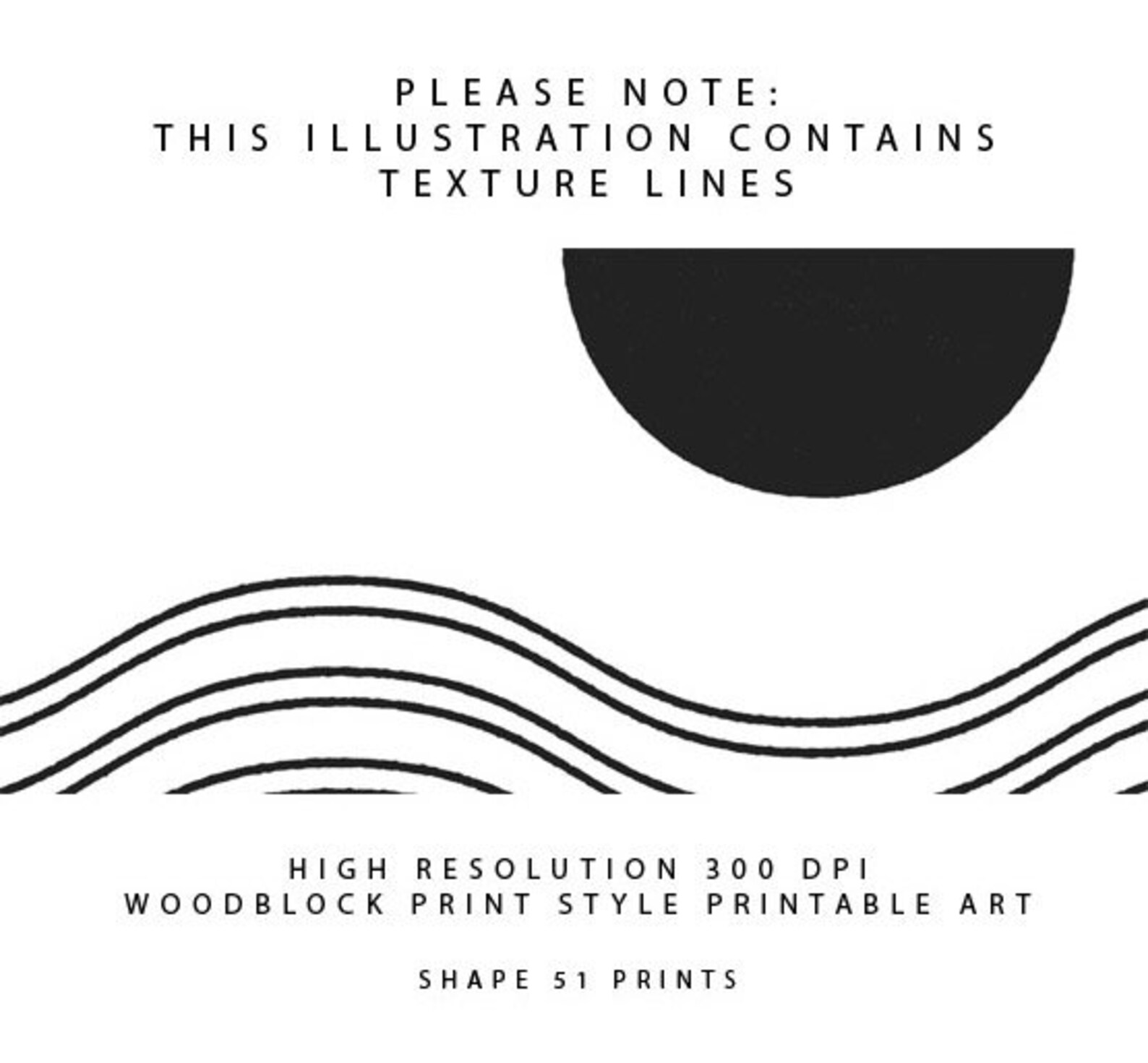 Geometric Ocean Waves Illustration Printable Mid Century - Etsy