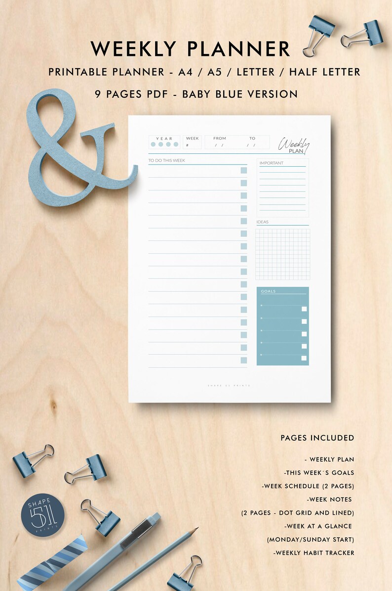 Printable Planner Pages Weekly Planner Printable Notes - Etsy
