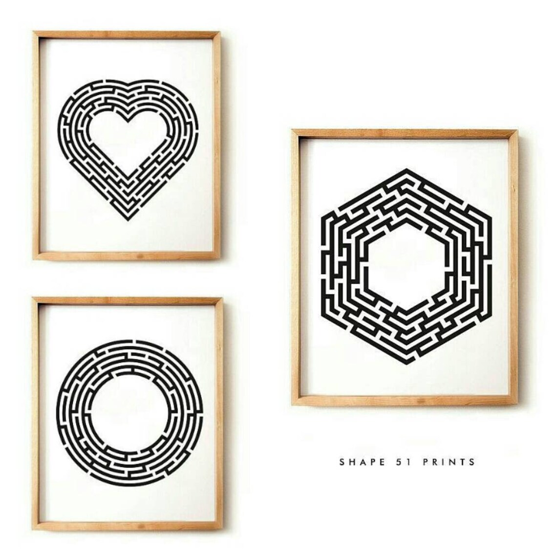 Heart Labyrinth Print Geometric Wall Art Abstract Modern | Etsy