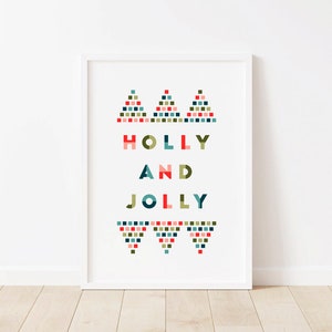 Christmas Sign Holly Jolly Printable Poster Xmas Decor - Etsy