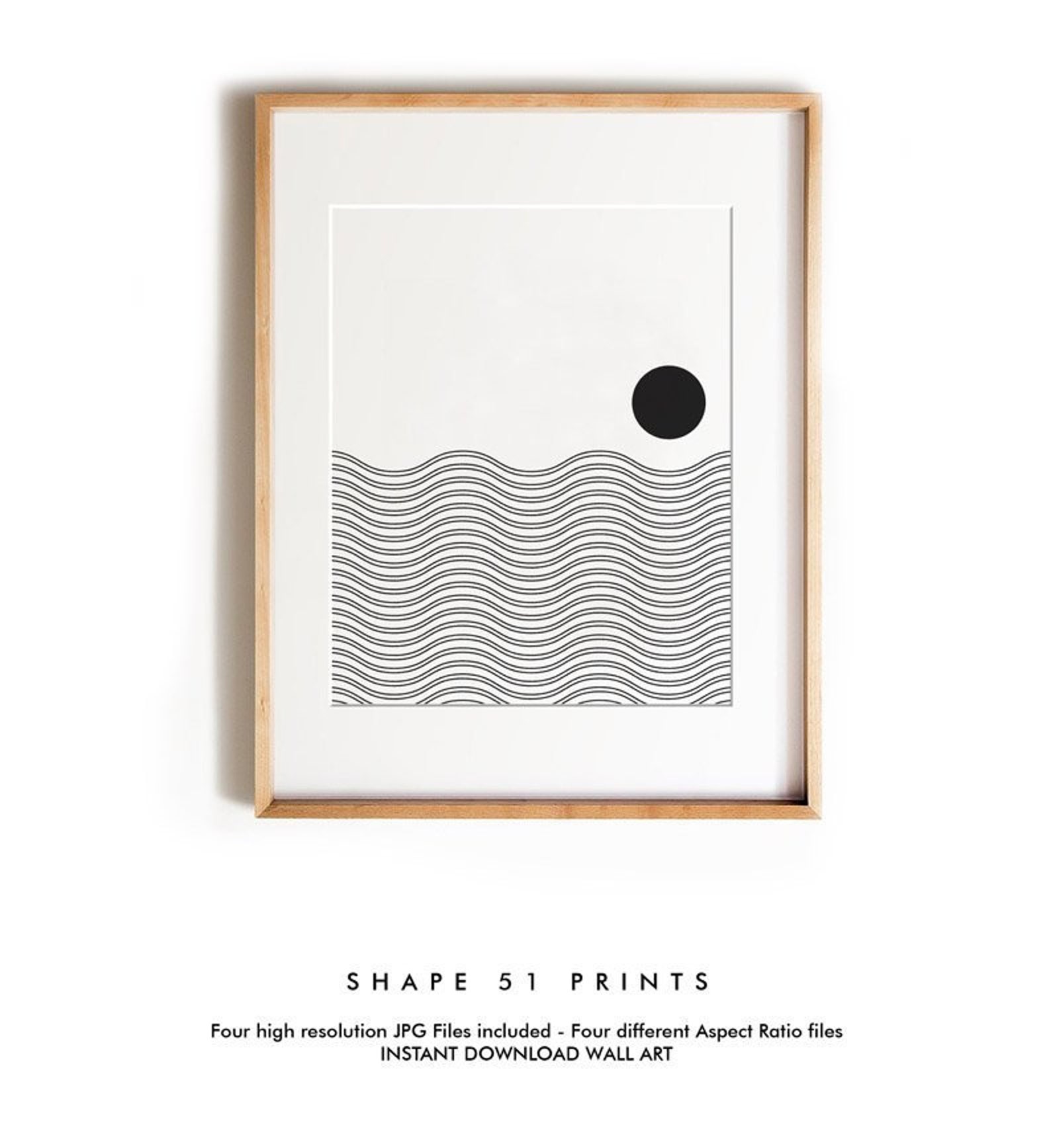 Geometric Ocean Waves Illustration Printable Mid Century - Etsy