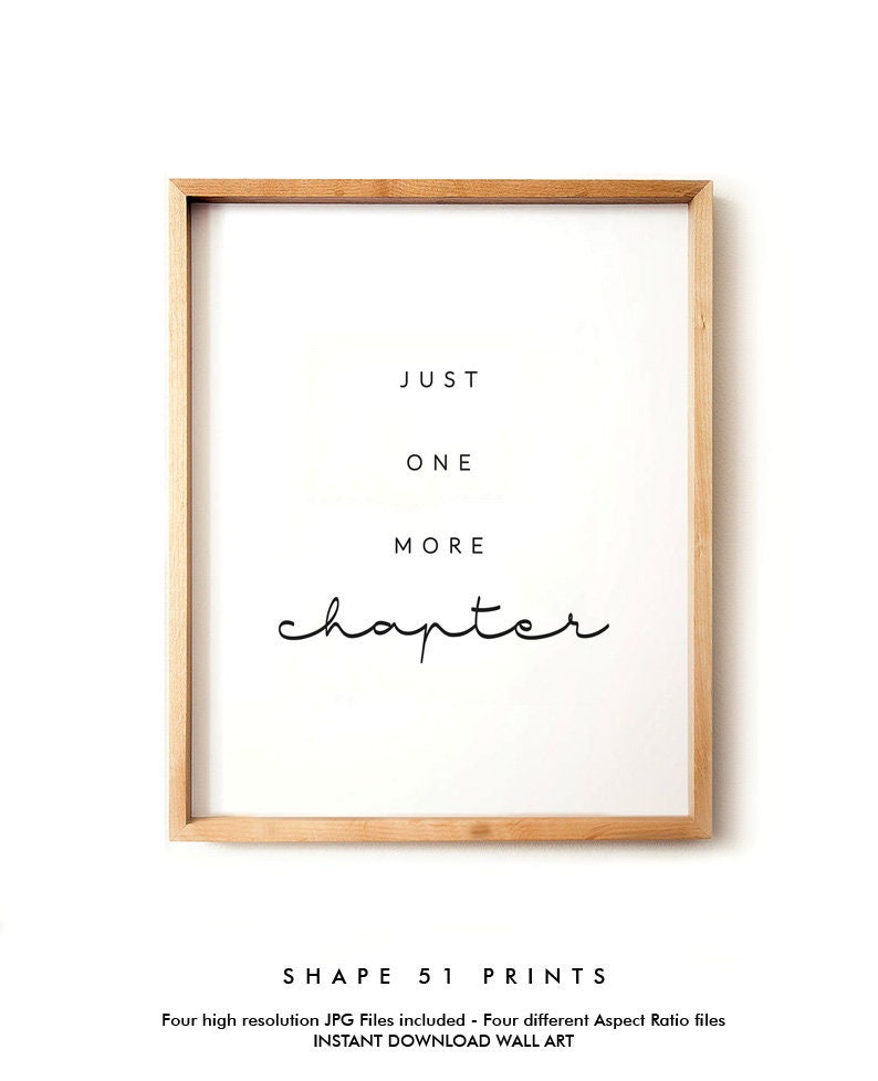 Reading Quote Just One More Chapter Printable Poster Large - Etsy