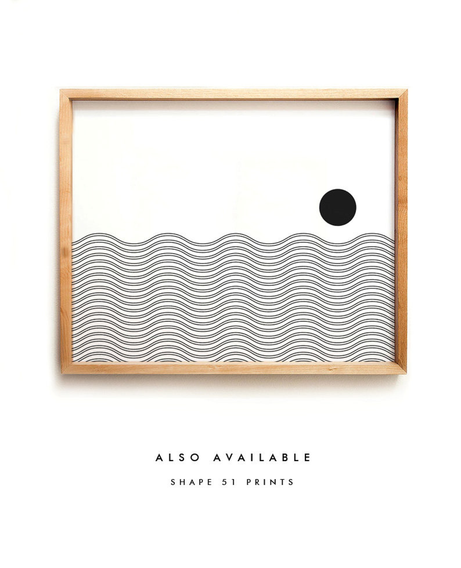 Geometric Ocean Waves Illustration Printable Mid Century - Etsy
