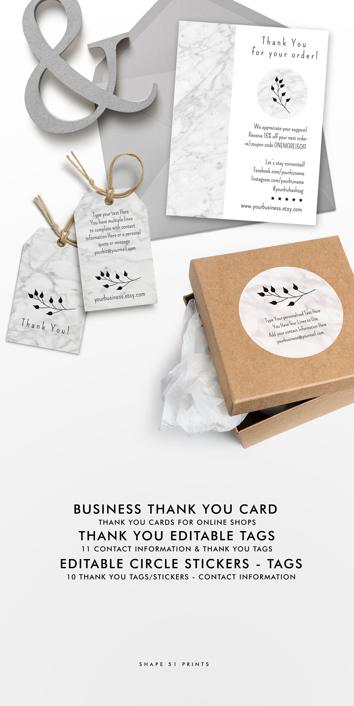 Business Thank You Printable Tags Etsy Shop Etsy Seller - Etsy