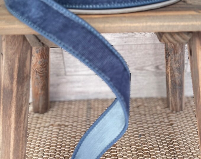 1 Inch Ribbon, 10 YARD ROLL, Farrisilk Ribbon, Steel Blue Velvet Ribbon ...