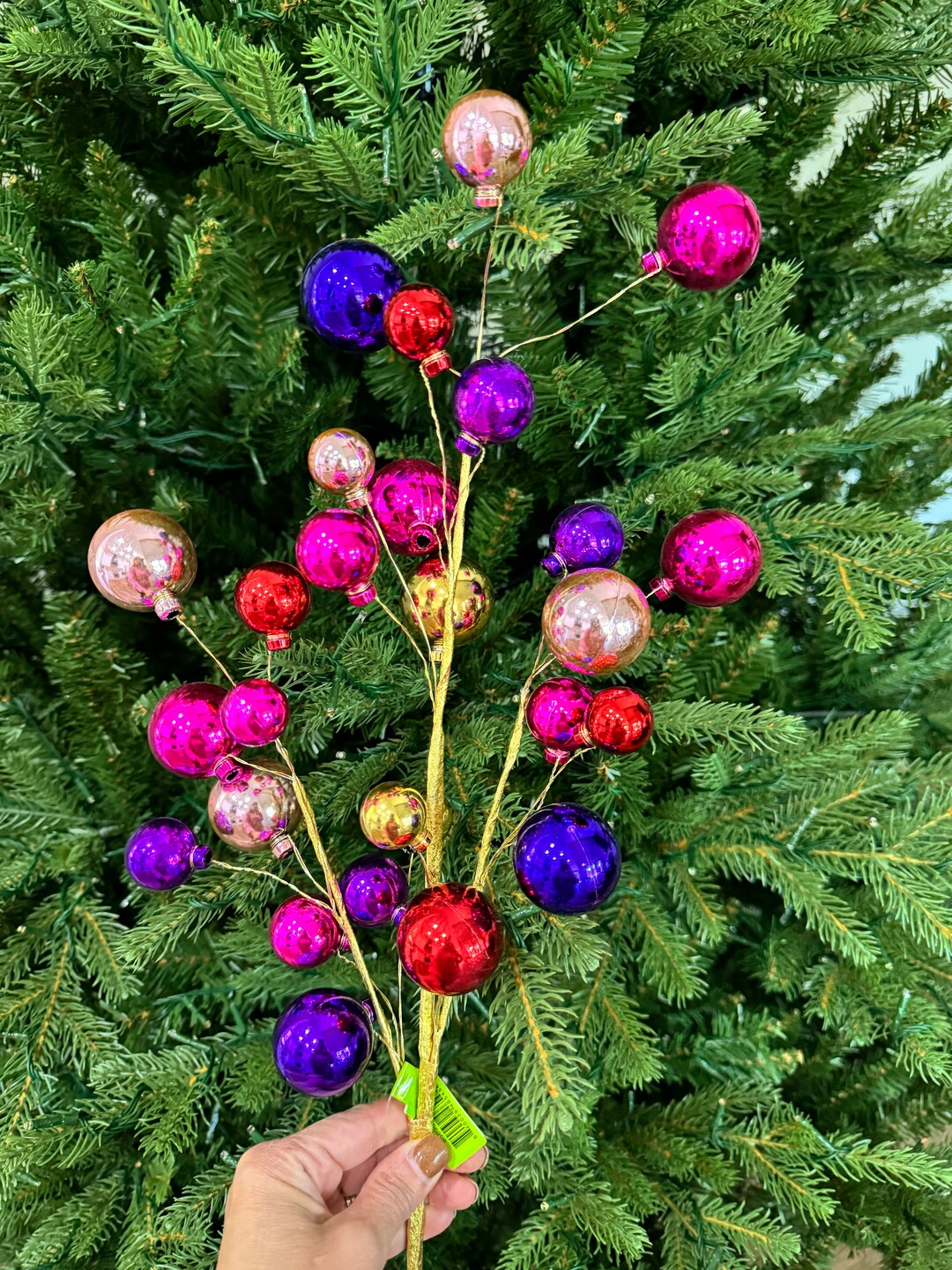 Pink Purple Ornament Ball Cluster Spray, Greenery,, Wreath Christmas ...