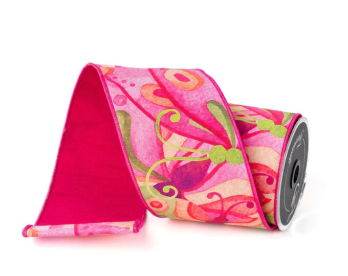 4 Inch Ribbon, 10 YARD ROLL, Farrisilk Metamorphosis Butterfly Ribbon ...