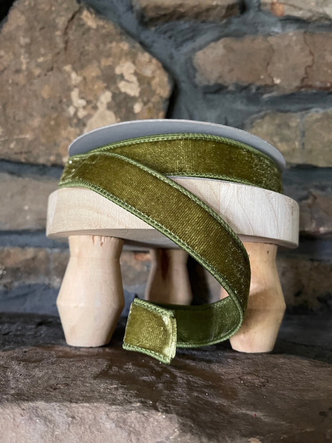 1 Inch Ribbon, 10 YARD ROLL, Farrisilk Ribbon, Moss Green Olive Velvet ...