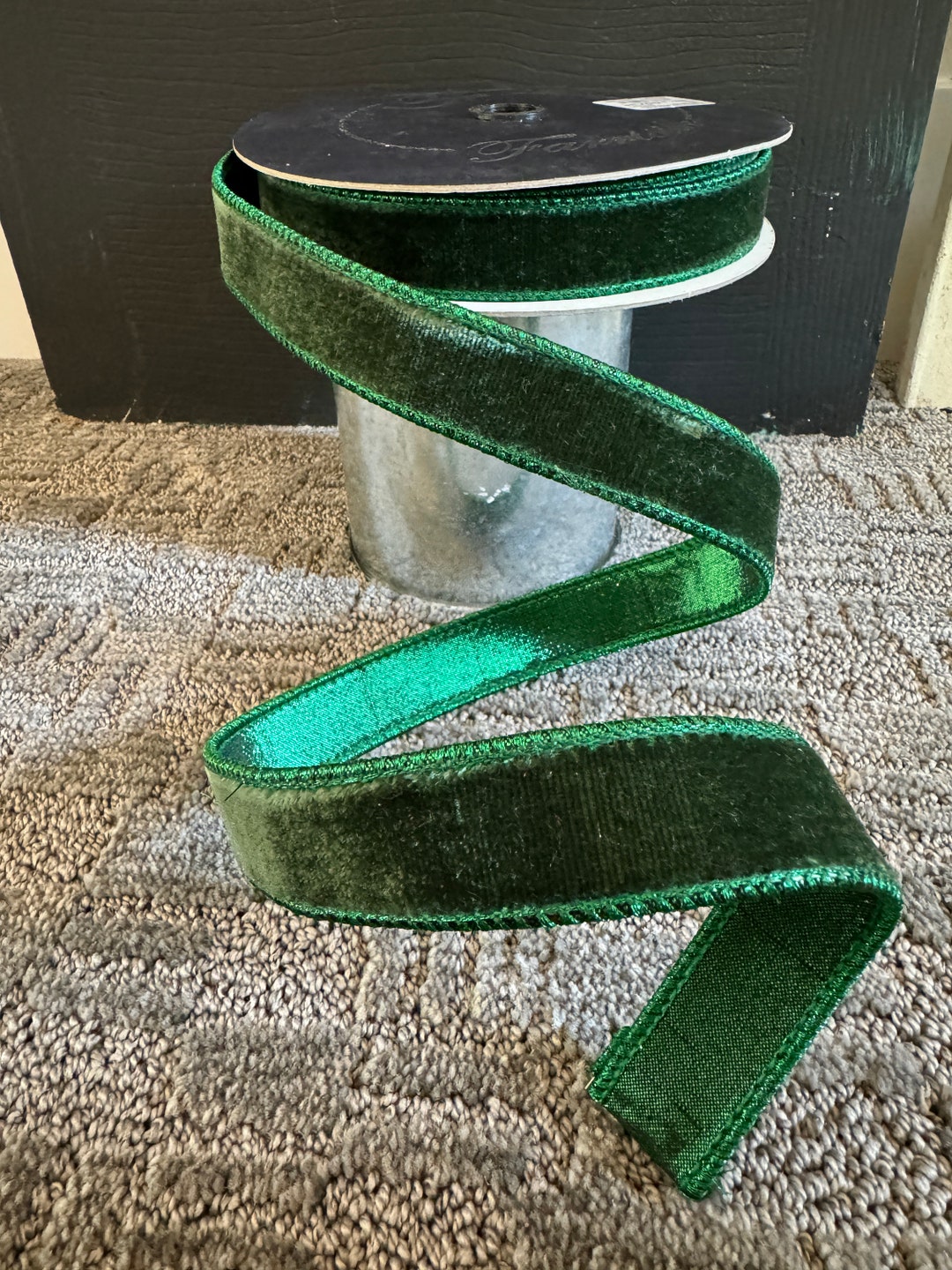 1 Inch Ribbon, 10 YARD ROLL, Farrisilk Dark Pine Velvet Luster Ribbon ...