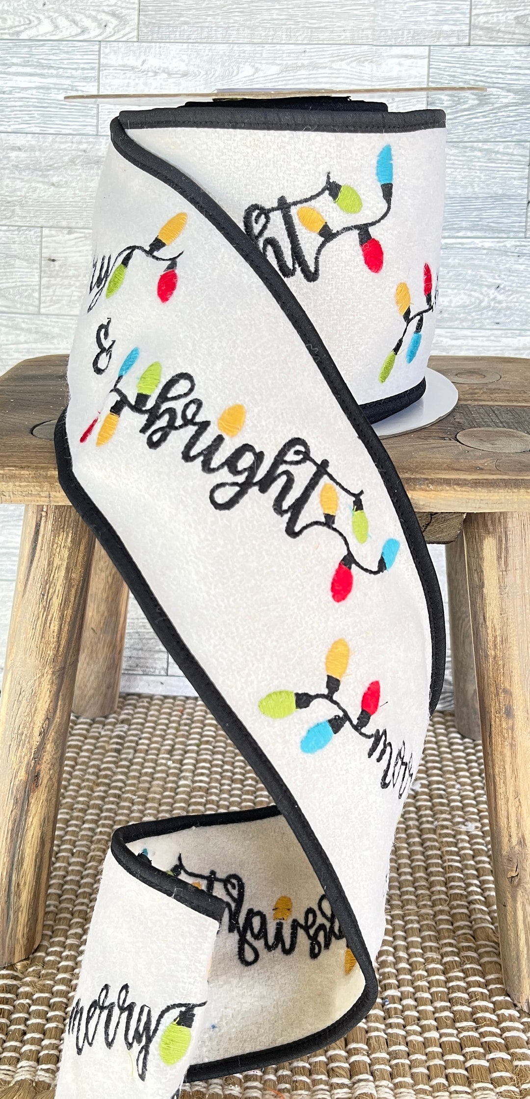 Lightbulb Embroidered Ribbon, 4 Inch Ribbon, 5 YARDS, Luxury Ribbon ...