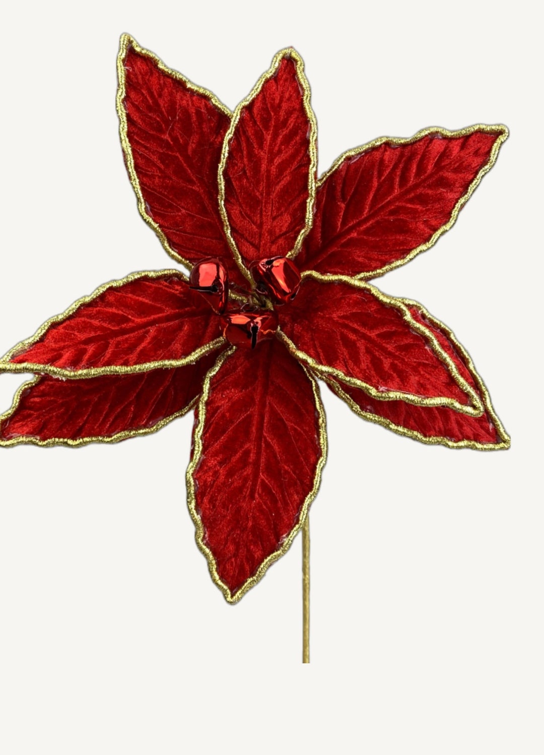 Red Gold Velvet Poinsettia, Greenery, Floral Supplies, Wreath Christmas Tree Picks, Wreath ...