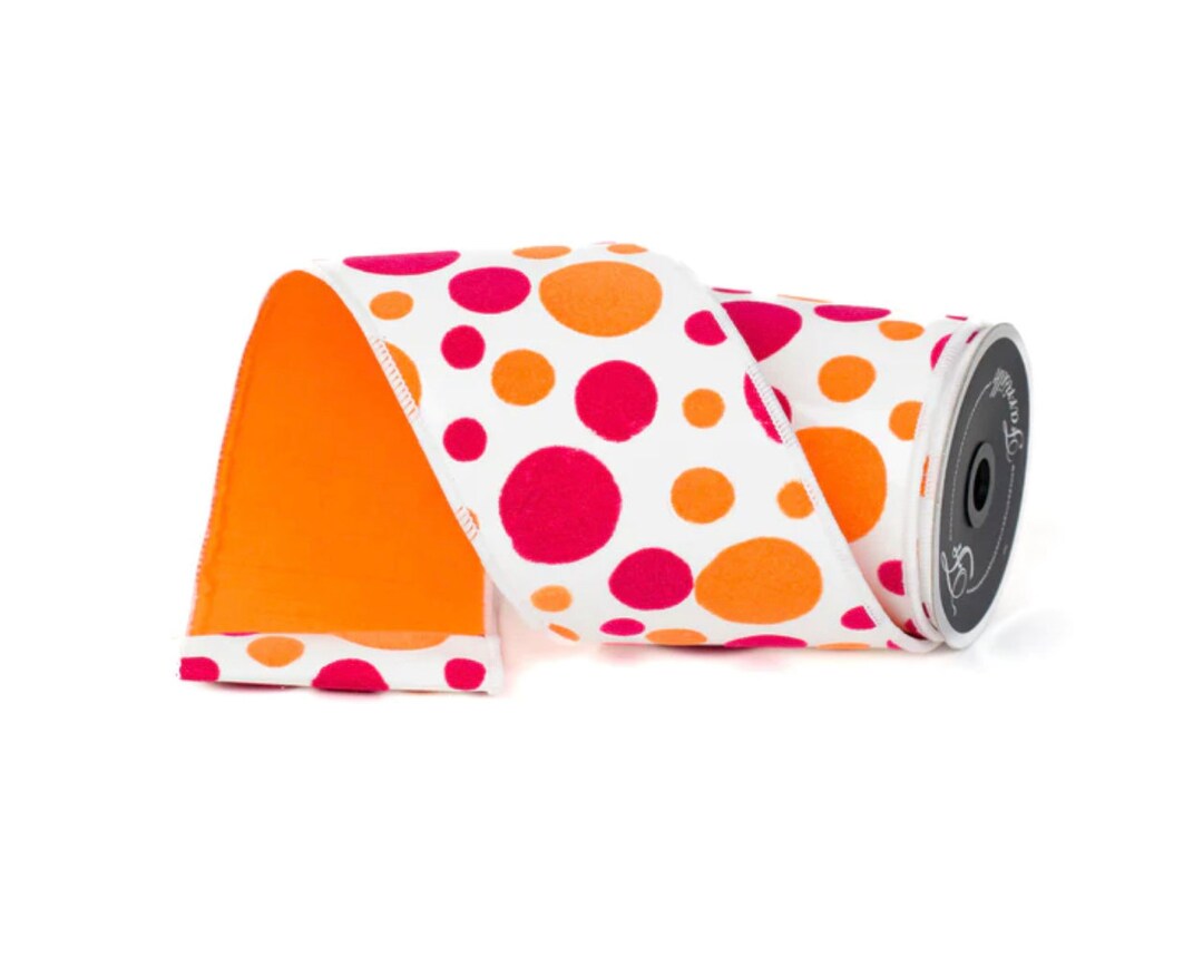 4 Inch Ribbon, 10 YARD ROLL, Farrisilk Mod Dots Ribbon, Spring Summer ...