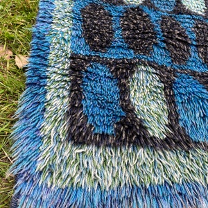 Danish Rya Rug, Large Vintage Hand Knotted Rug /carpet, Handmade Retro ...