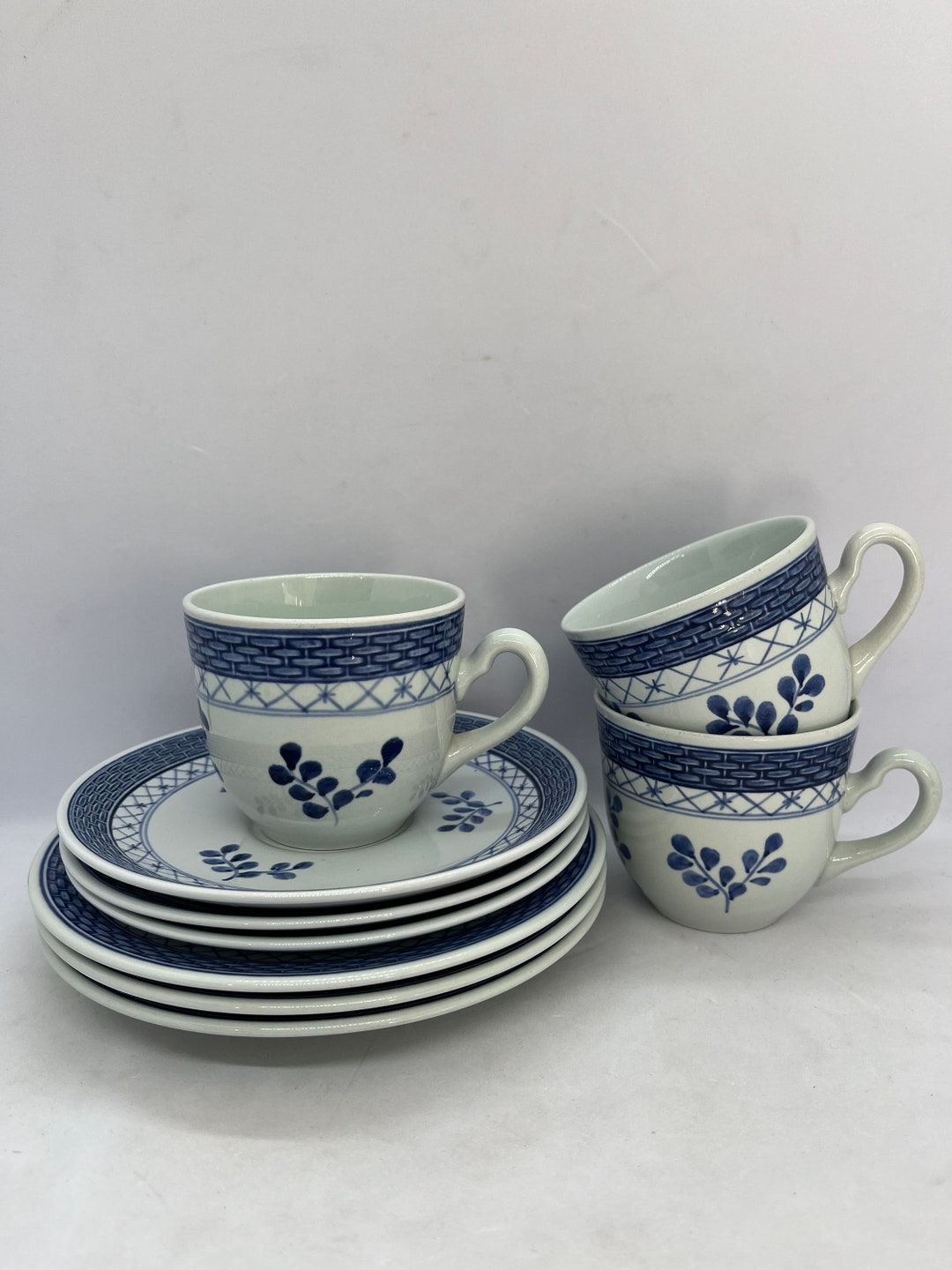 Royal Copenhagen Tranquebar Blue, Set of Three Tranquebar Coffee Trio ...