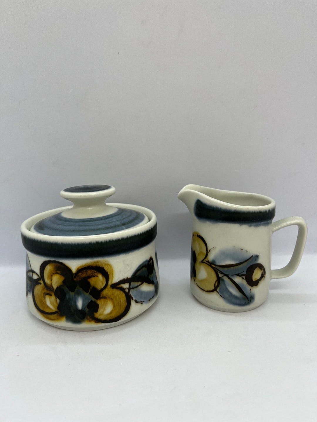 Stavangerflint Senja Cream and Sugar Set, Inger Waage Design Handpainted, Vintage Norwegian ...