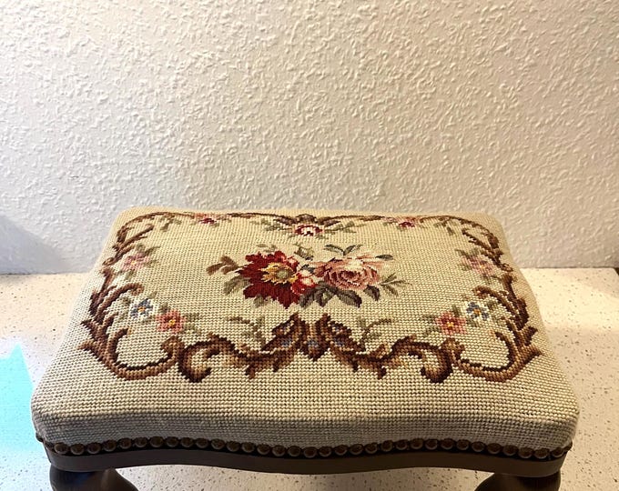 Antique Hand Embroidered Foot Rest, Unique Footstool Handmade With ...