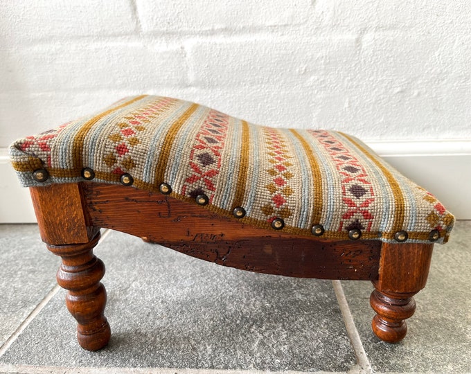 Antique Hand Embroidered Foot Rest, Unique Footstool Handmade With ...
