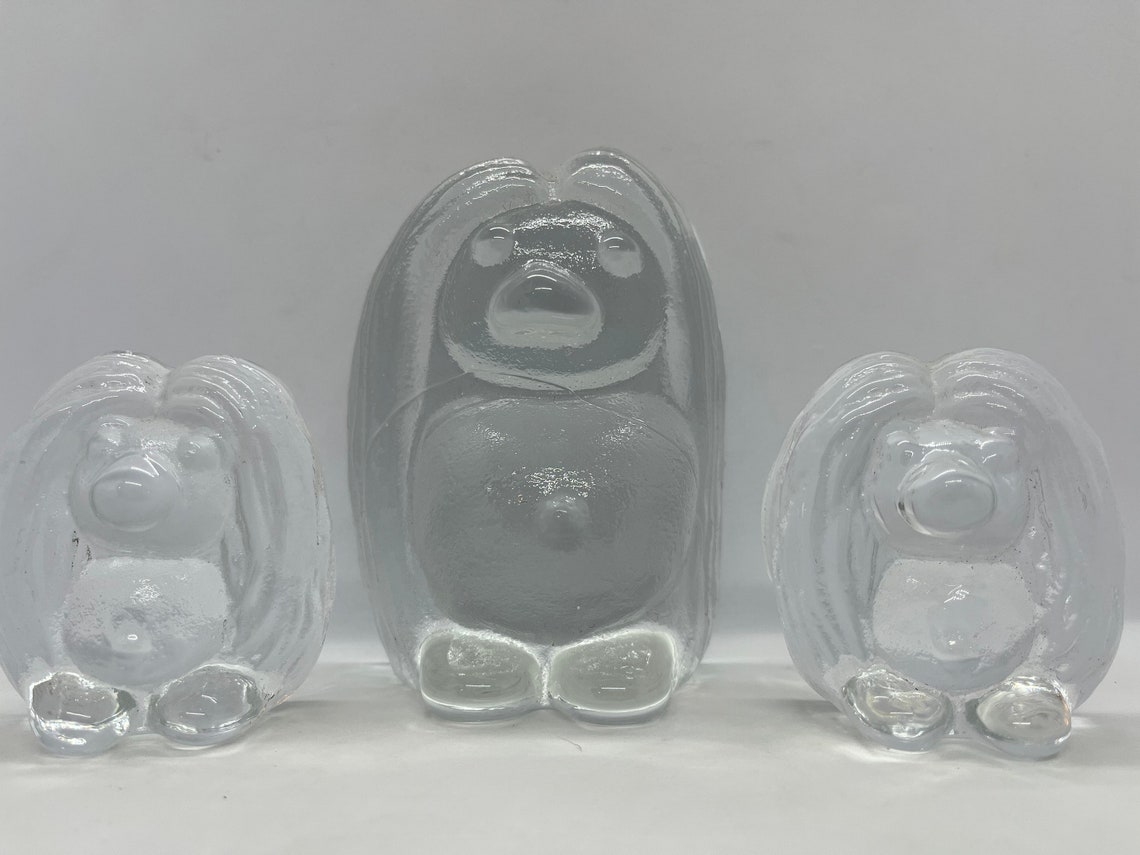 Bergdala Troll Family Heavy Glass, Vintage Glass Troll Sculptures ...