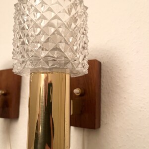 Carl Fagerlund Orrefors Glass Sconce Set, Very Rare Set of Teak, Brass ...
