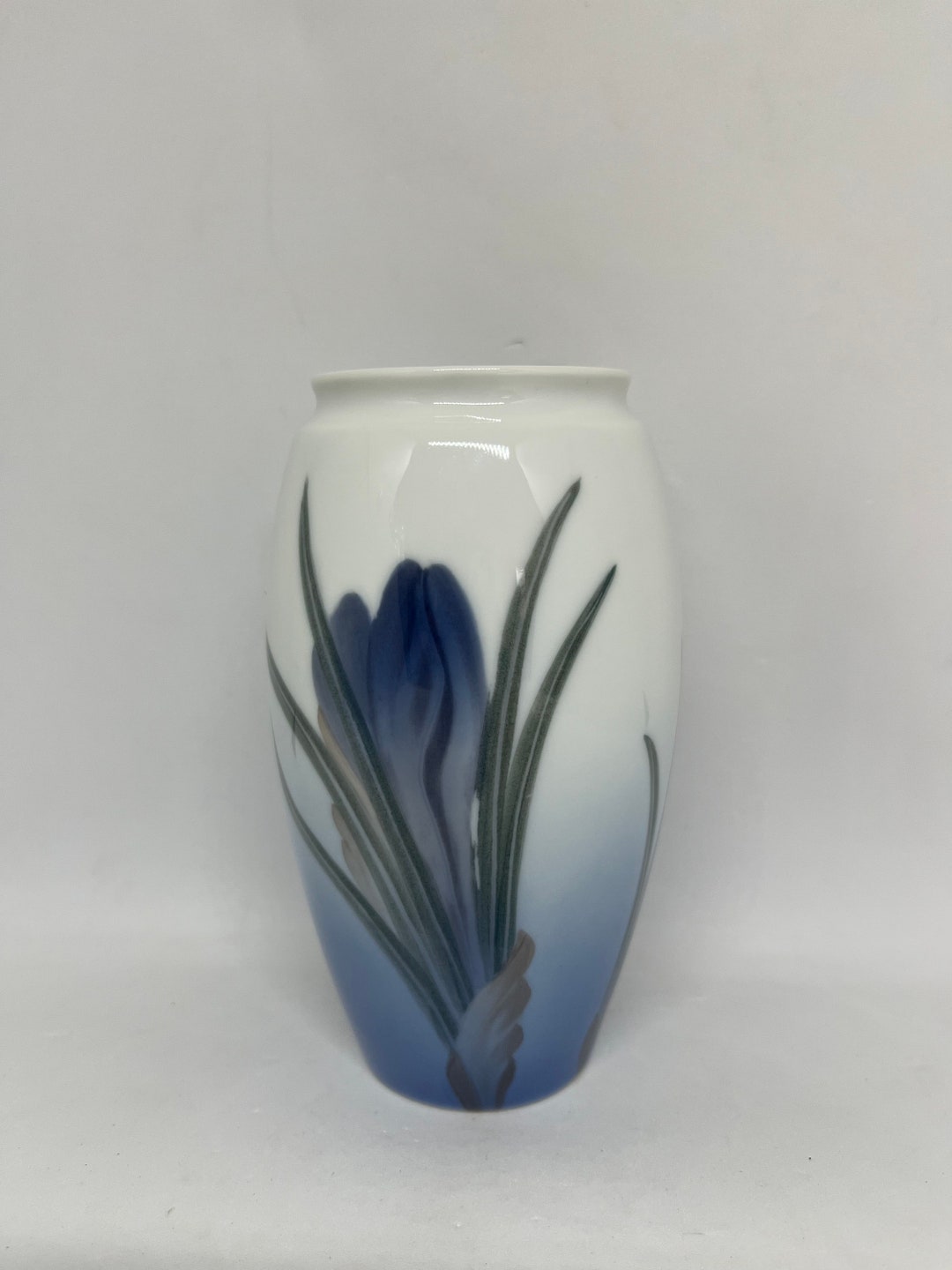 Bing and Grondahl Antique Vase, Hand Painted Vase With Blue Crocus ...
