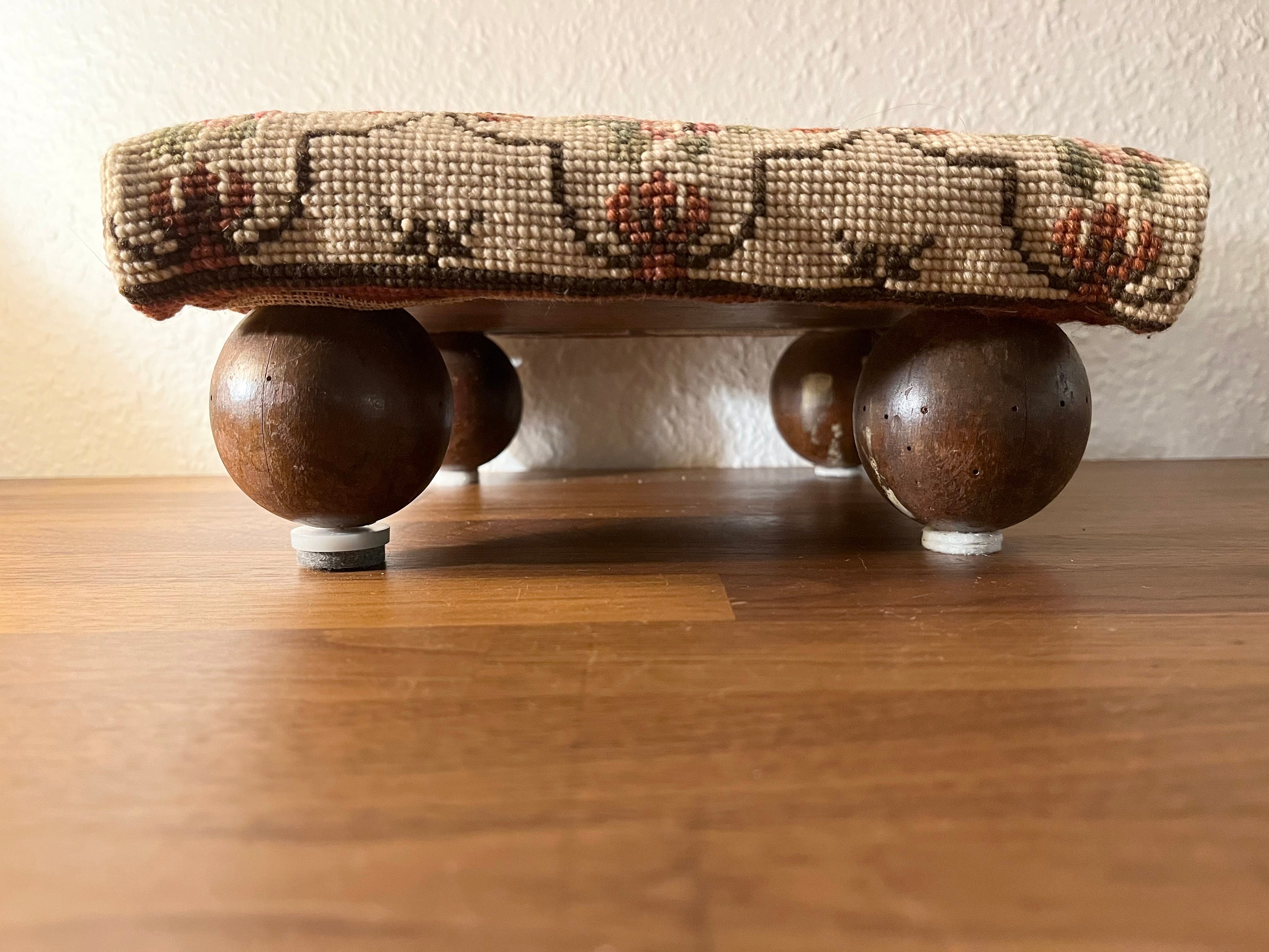 Antique Hand Embroidered Foot Rest Footstool Handmade With - Etsy