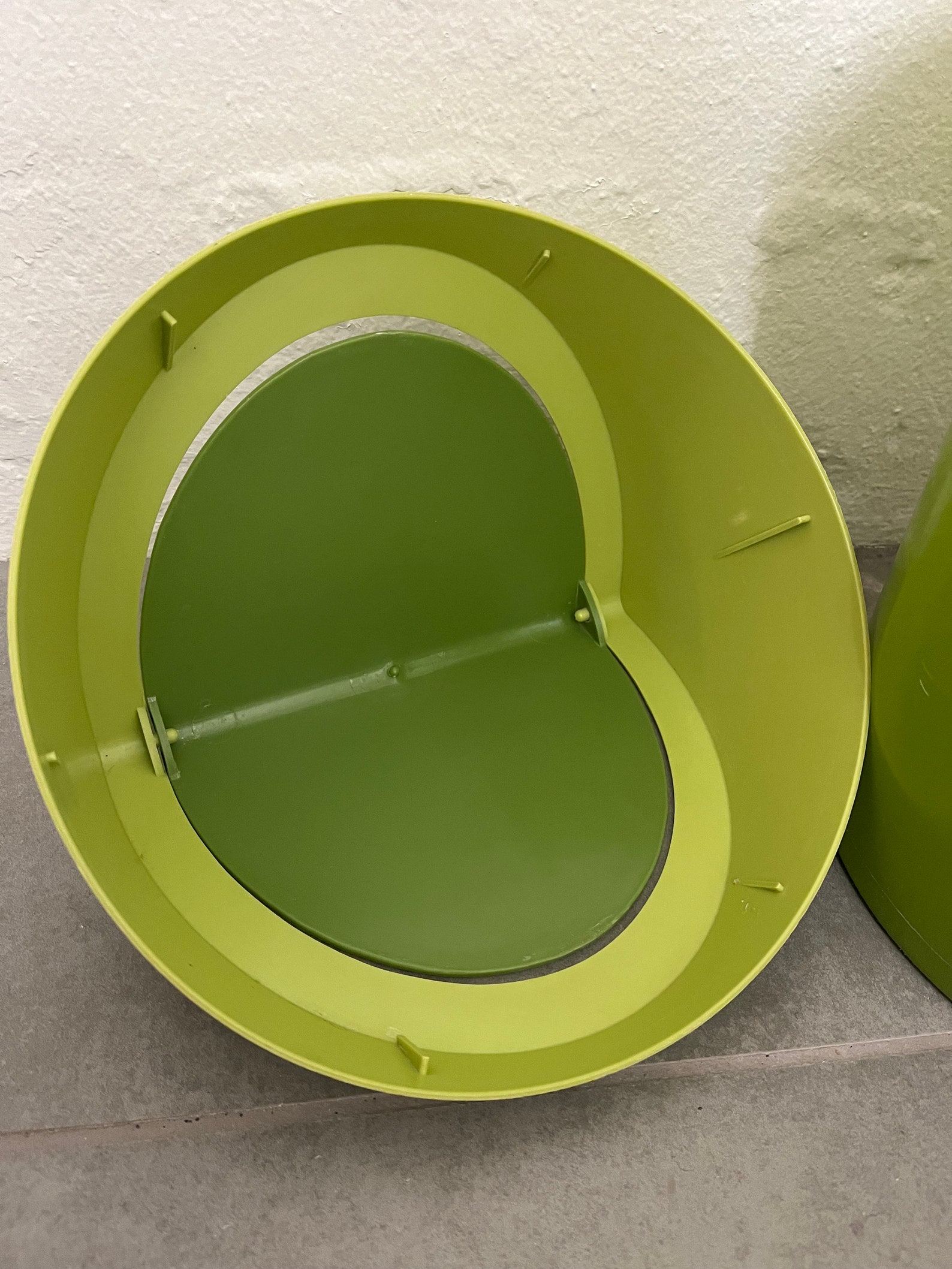 Vintage Bin, Set of Two Different Green Plastic Waste Bins, From the ...