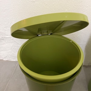 Vintage Bin, Set of Two Different Green Plastic Waste Bins, From the ...